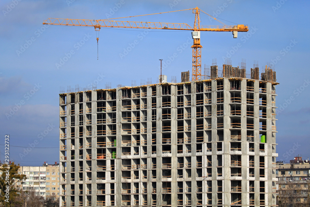 Kiev, Ukraine - February 17, 2019: Сonstruction of a new multi-story ...