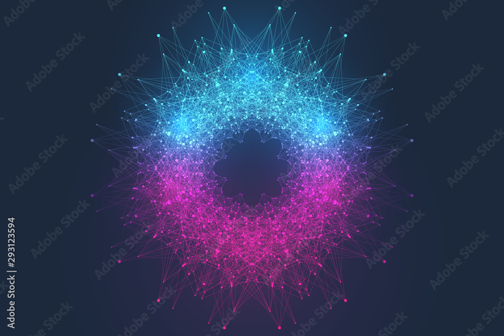 Quantum computer technology concept. Sphere explosion background. Deep ...