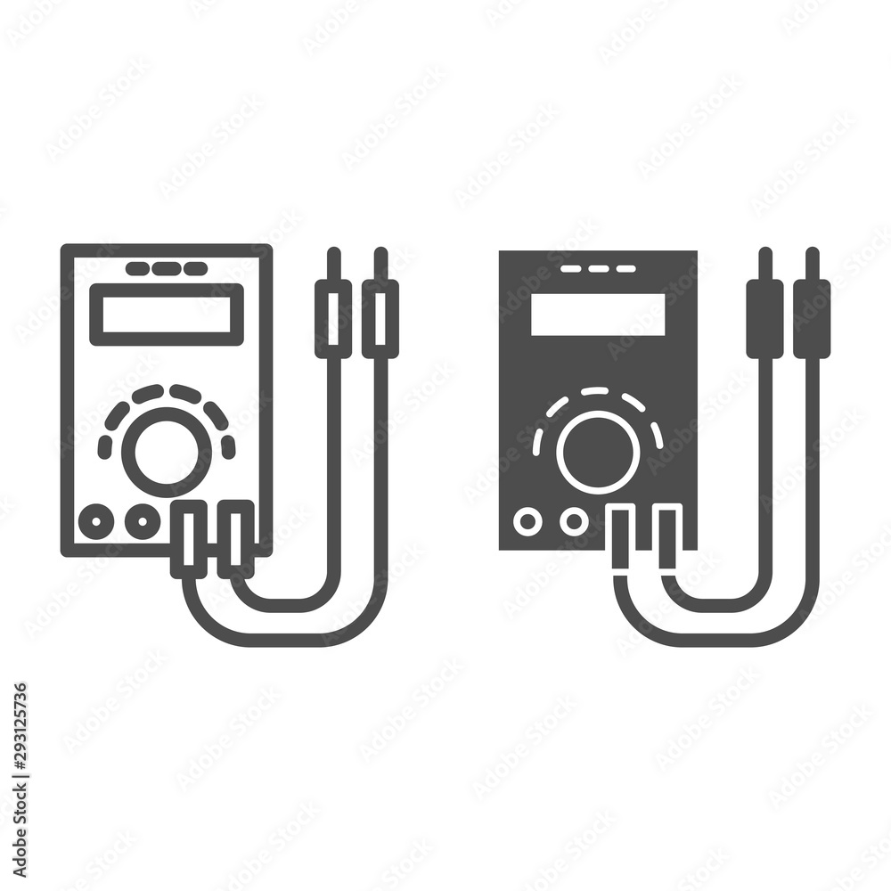 Digital multimeter line and glyph icon. Electricity tester vector ... Digital multimeter line and glyph icon. Electricity tester vector ...