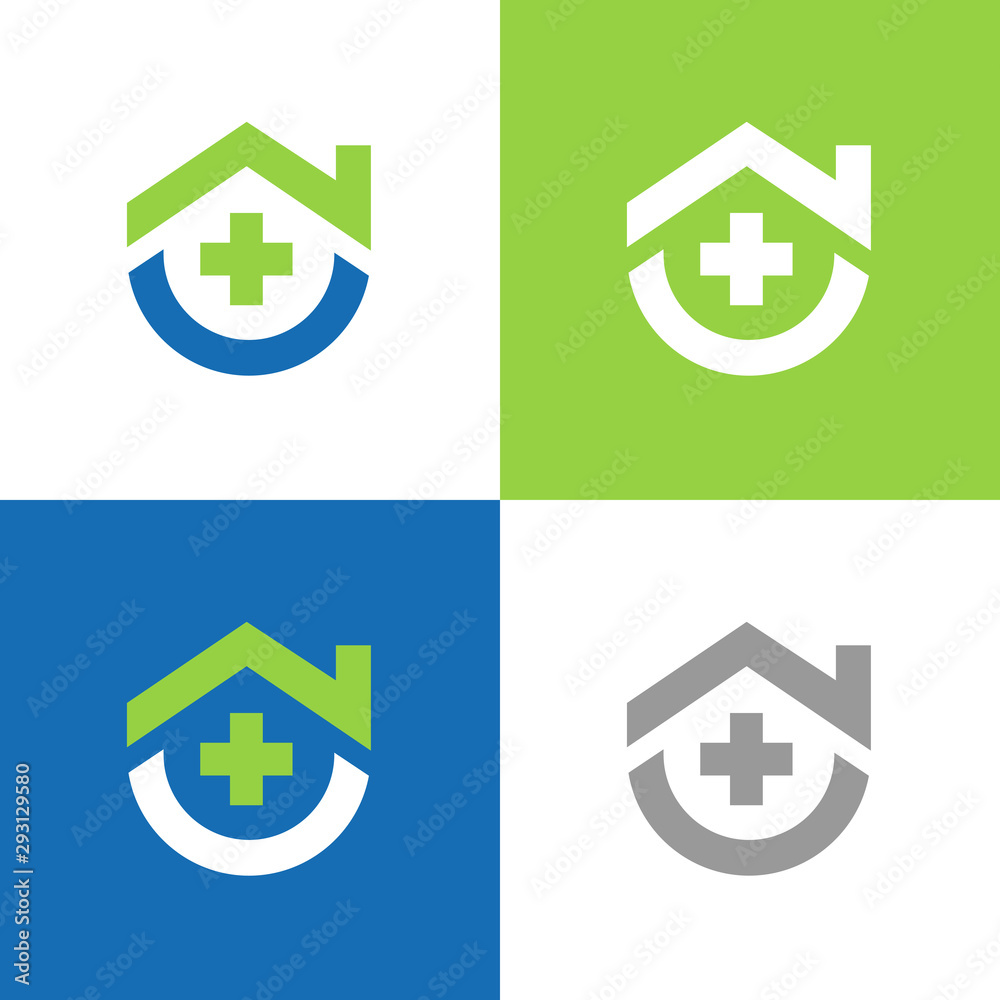 Home clinic logo design template, medical house logo, health house ...