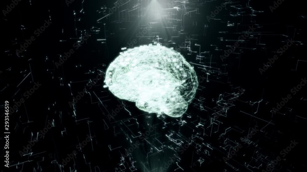 Artificial intelligence Hologram of Human Brain scan AI concept Glowing ...