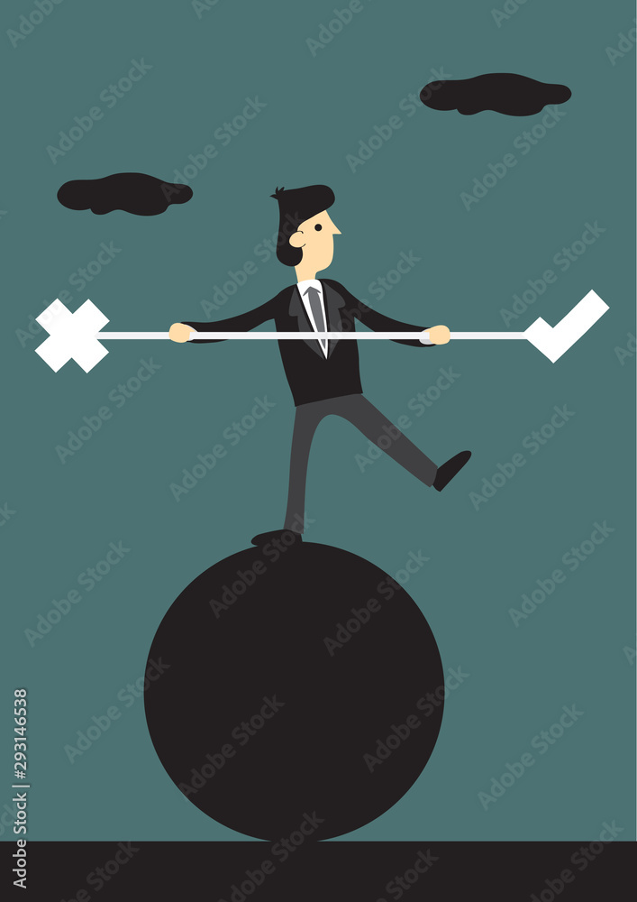 Balancing Act Between Right and Wrong Conceptual Vector Cartoon ...