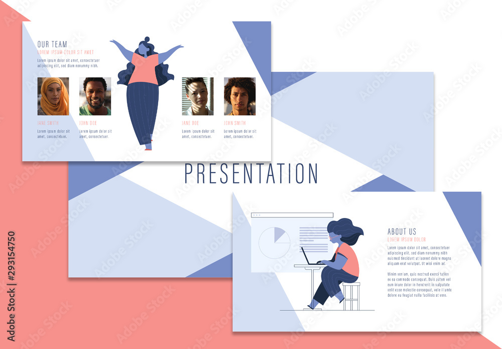 Presentation Layout with Illustrative Elements Stock Template | Adobe Stock