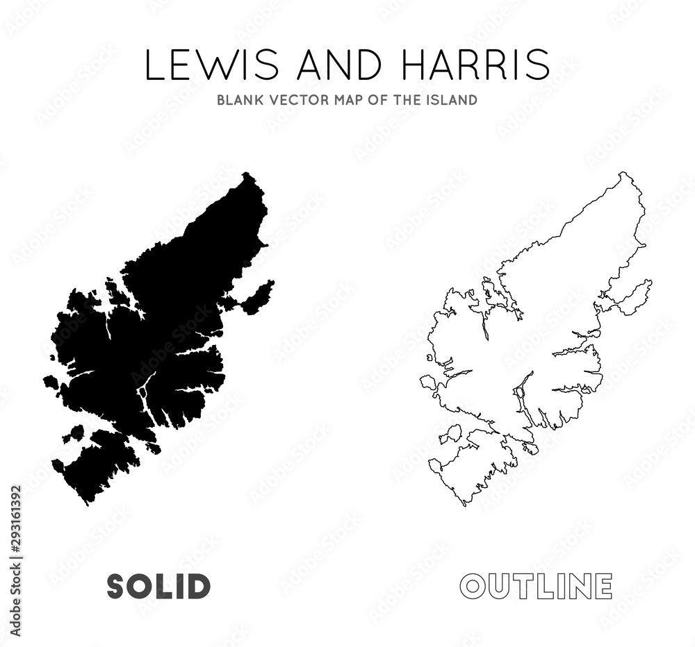 Lewis and Harris map. Blank vector map of the Island. Borders of Lewis ...