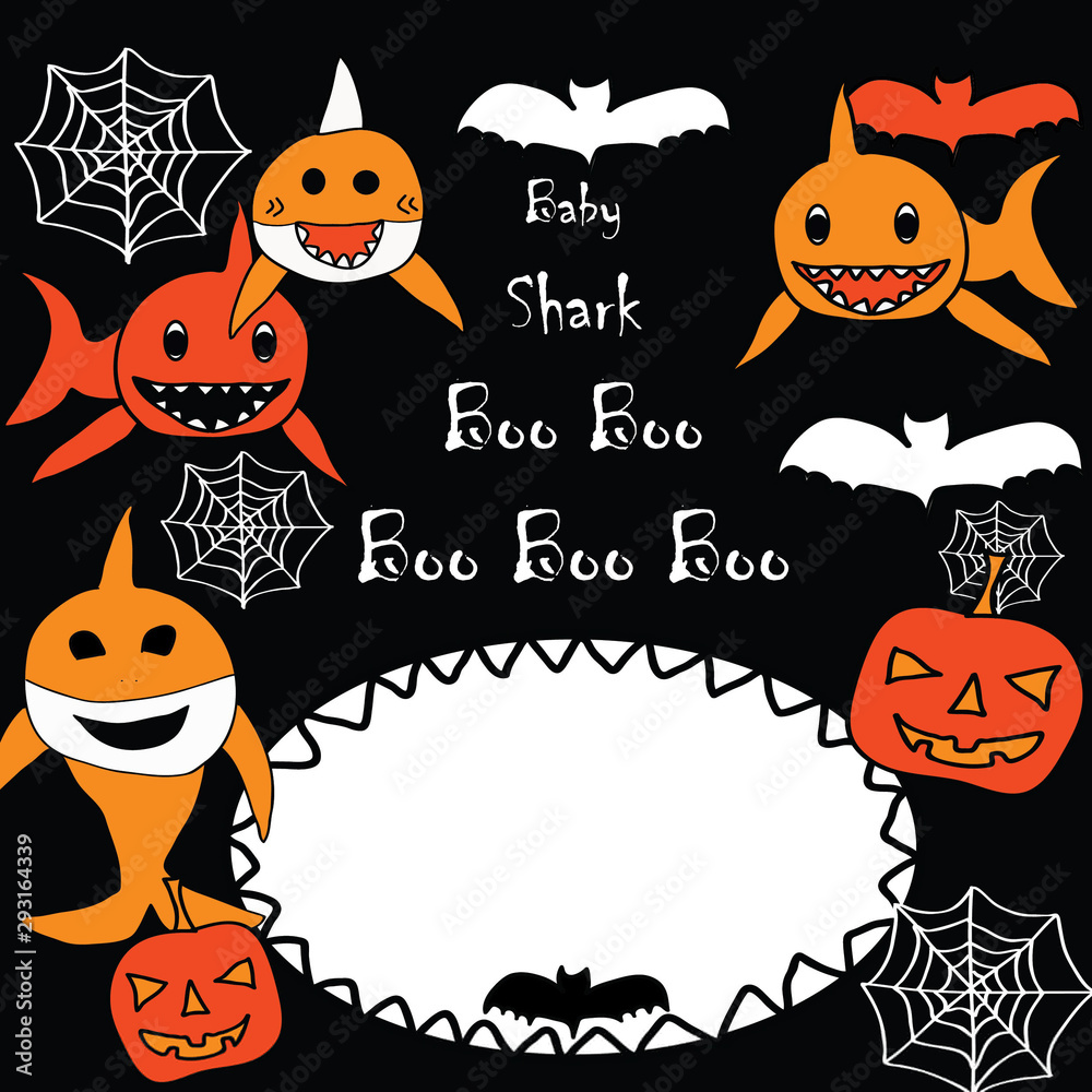 Baby Shark Doo Doo Doo - Boo Boo Boo Halloween Invitation Card with ...