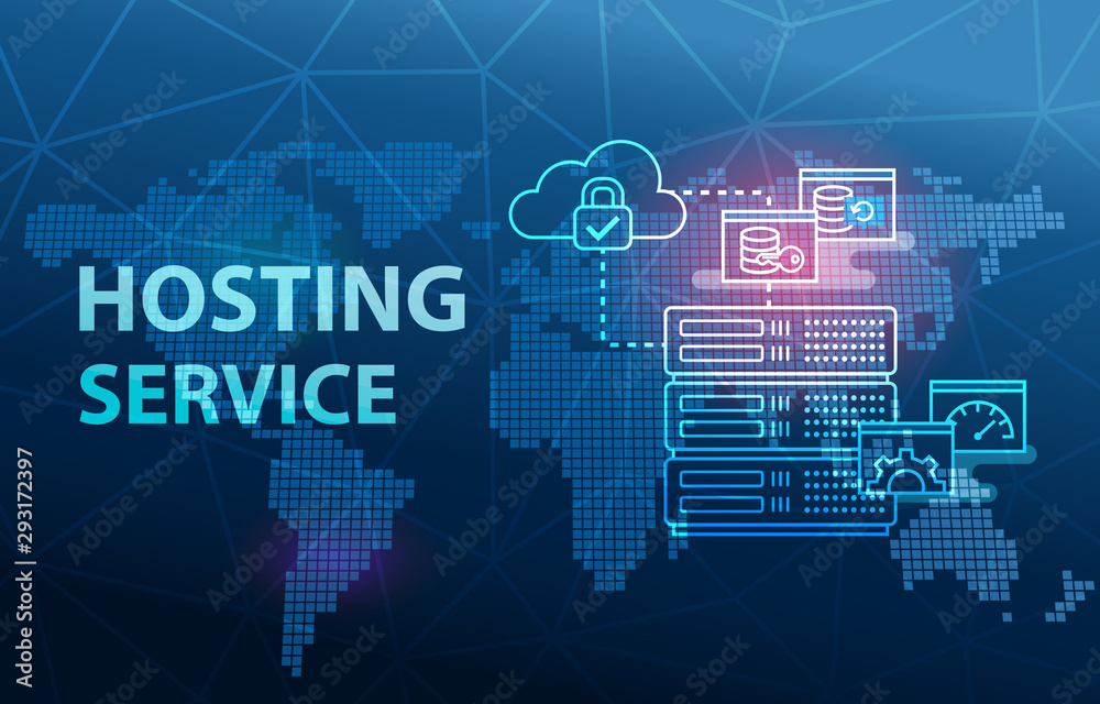 Web Hosting Technology Internet and Networking Service Background Stock ...