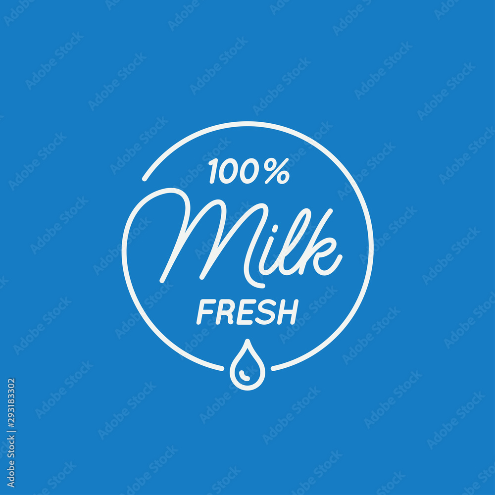 Milk lettering logo. Round linear logo of milk Stock Vector | Adobe Stock