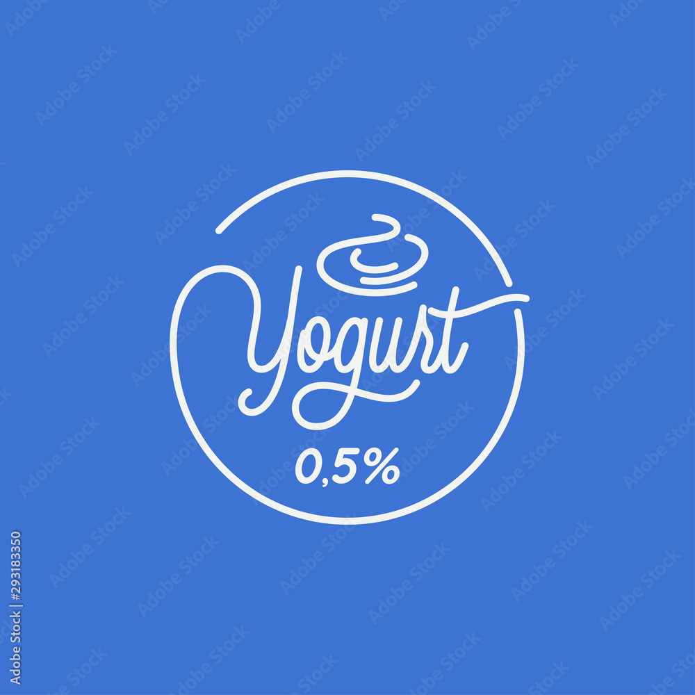 Yogurt lettering logo. Round linear of yogurt Stock Vector | Adobe Stock