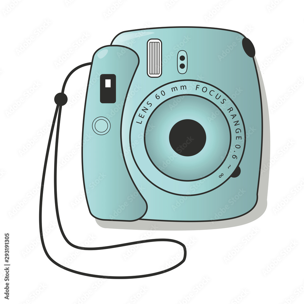 Vintage instant camera vector illustration, front view. Stock Vector ...