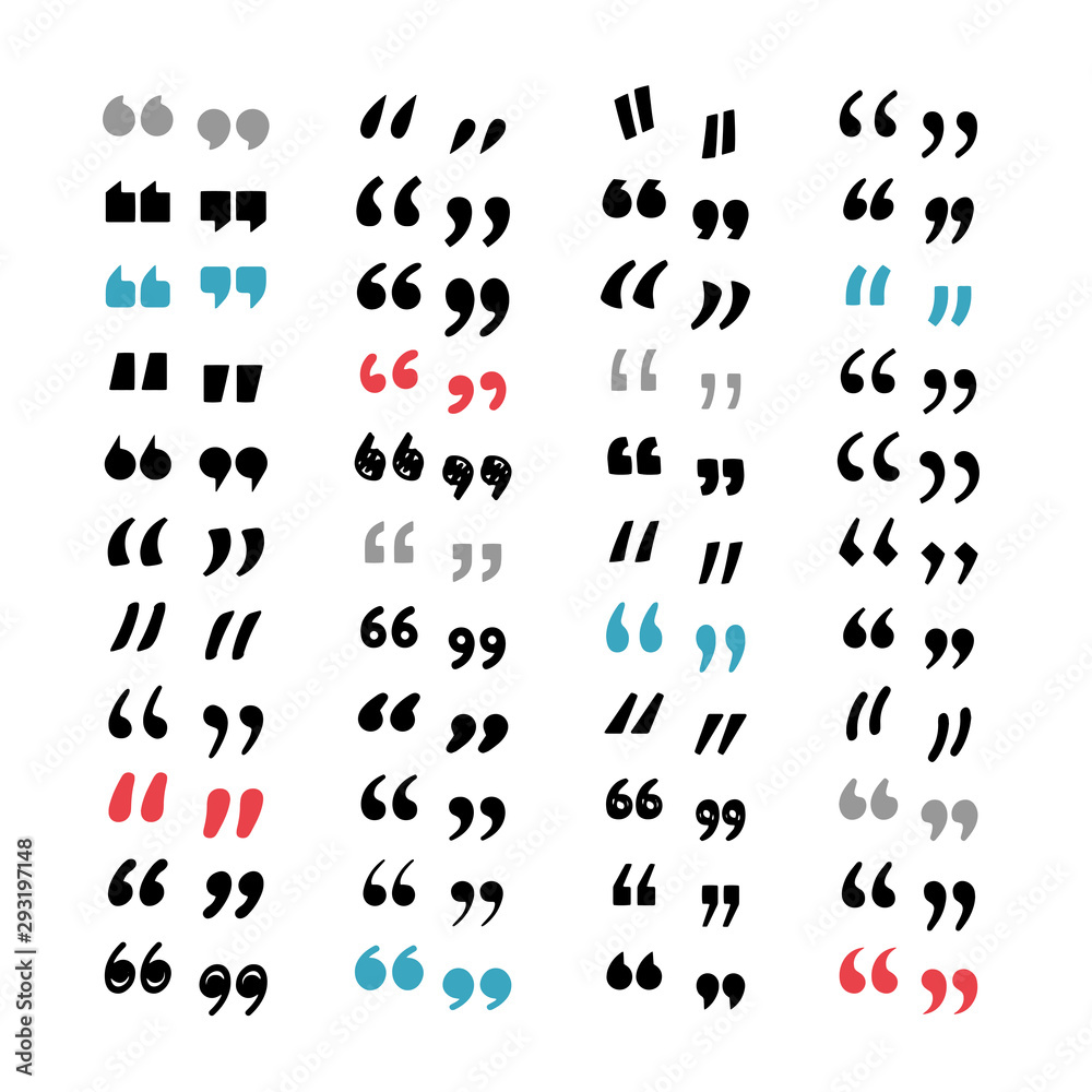 Different quotation elements vector clipart isolated on white Stock ...