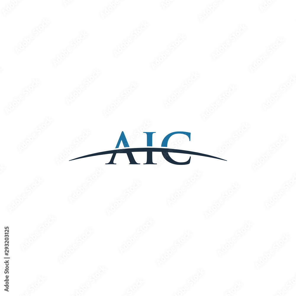 Initial letter AIC, overlapping movement swoosh horizon logo company ...