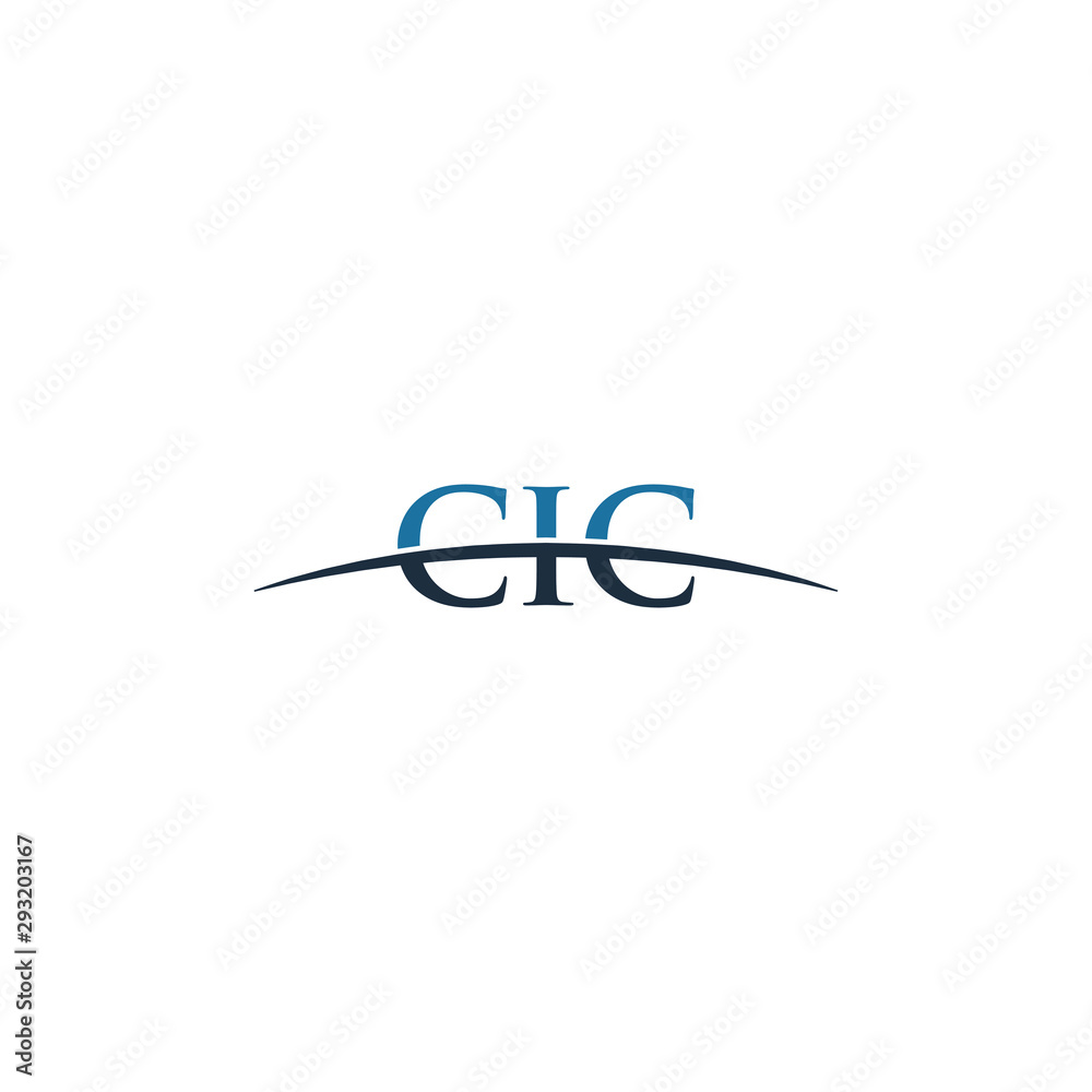 Initial letter CIC, overlapping movement swoosh horizon logo company ...