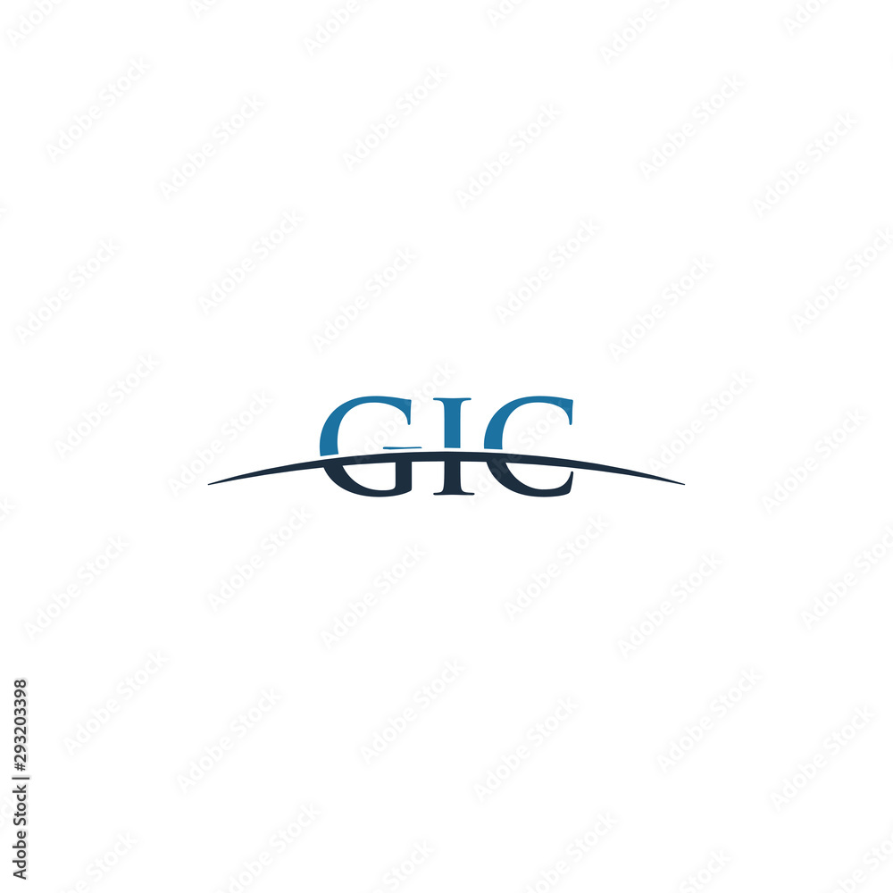 Initial letter GIC, overlapping movement swoosh horizon logo company ...