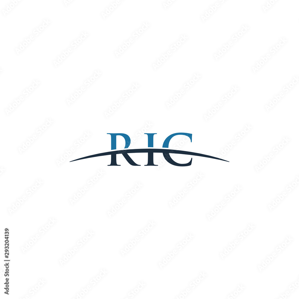 Initial letter RIC, overlapping movement swoosh horizon logo company ...