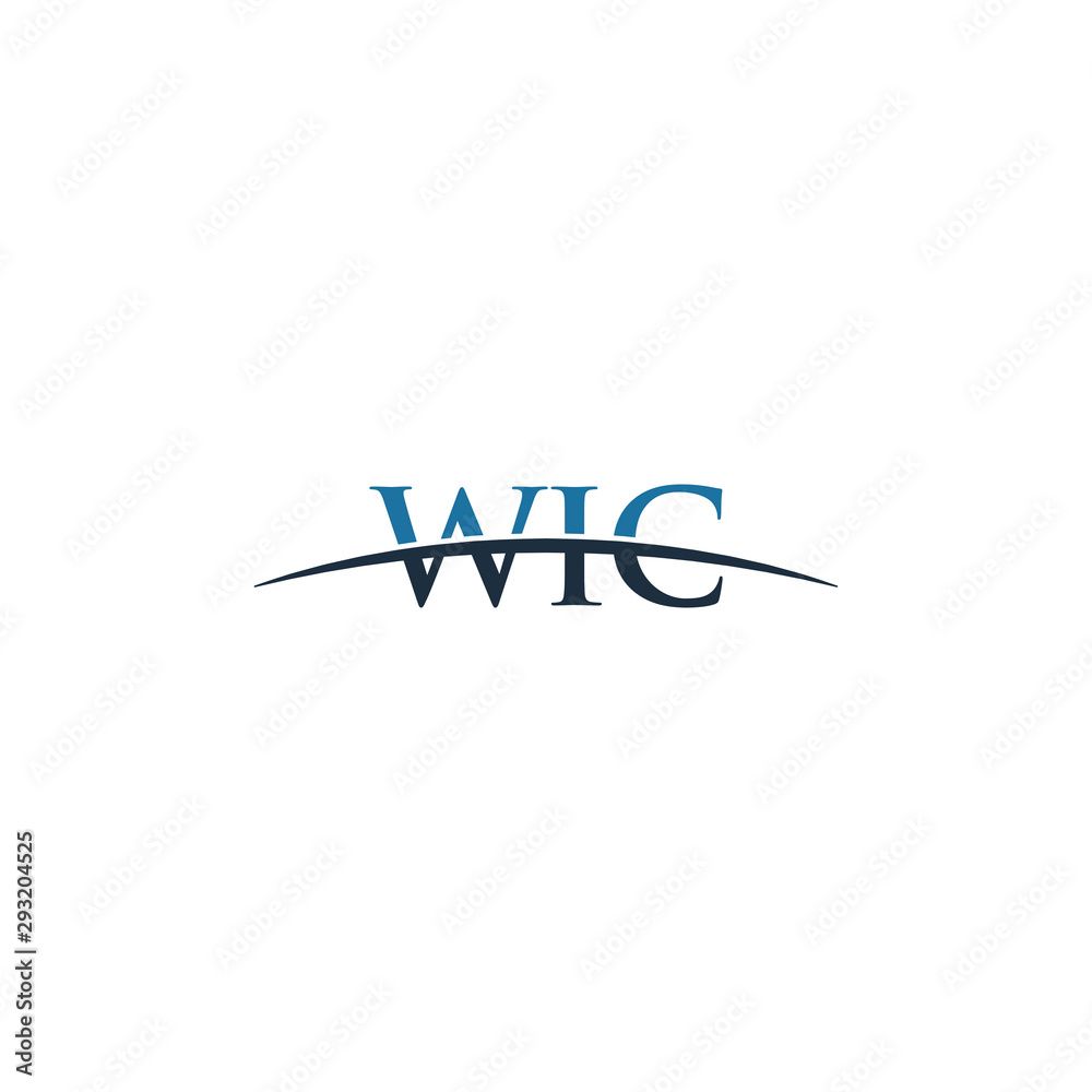 Initial letter WIC, overlapping movement swoosh horizon logo company ...