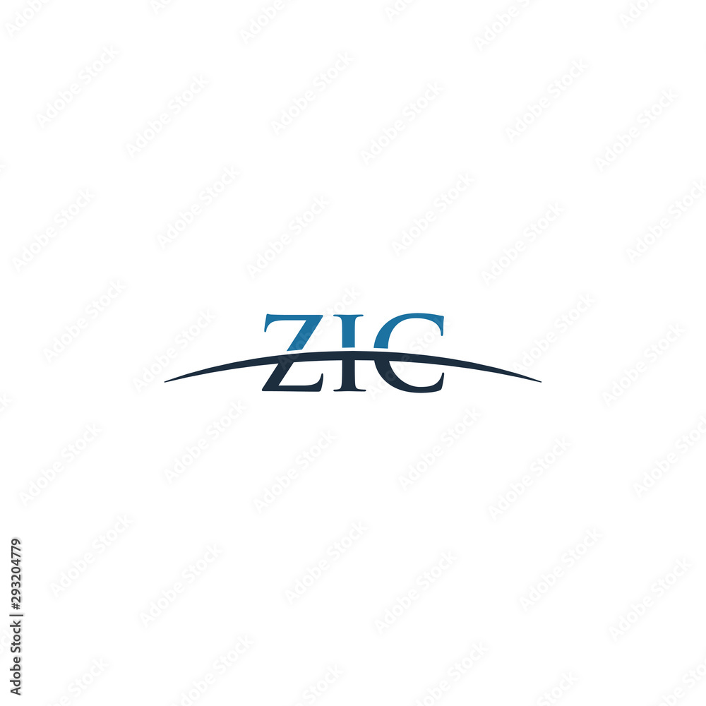 Initial letter ZIC, overlapping movement swoosh horizon logo company ...