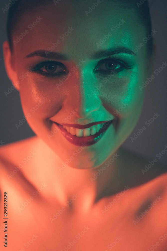 Stunning makeup on the face of a beautiful young girl, beauty makeup ...