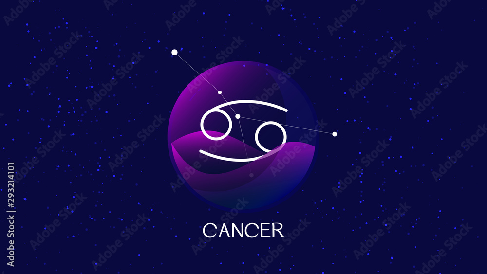 Cancer sign, zodiac background. Beautiful and simple illustration of ...