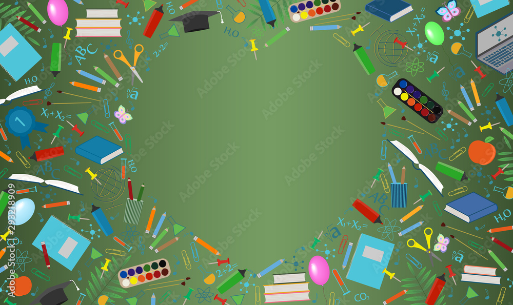 Back to School background with place for text. Collection of school ...