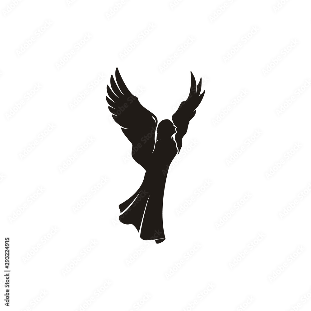 Silhouette of Beauty Woman Angel Logo Stock Vector | Adobe Stock