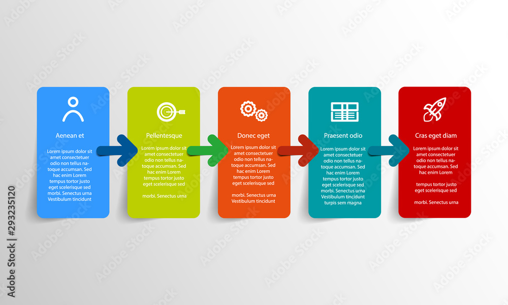 Vector Infographic label design with 5 color icons for your business ...