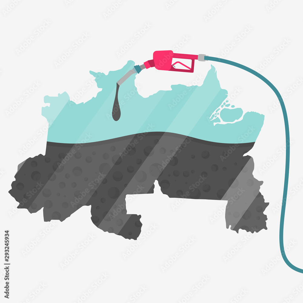 Map of north of Brazil being fueled by oil. Gas pump fueled map. On the ...