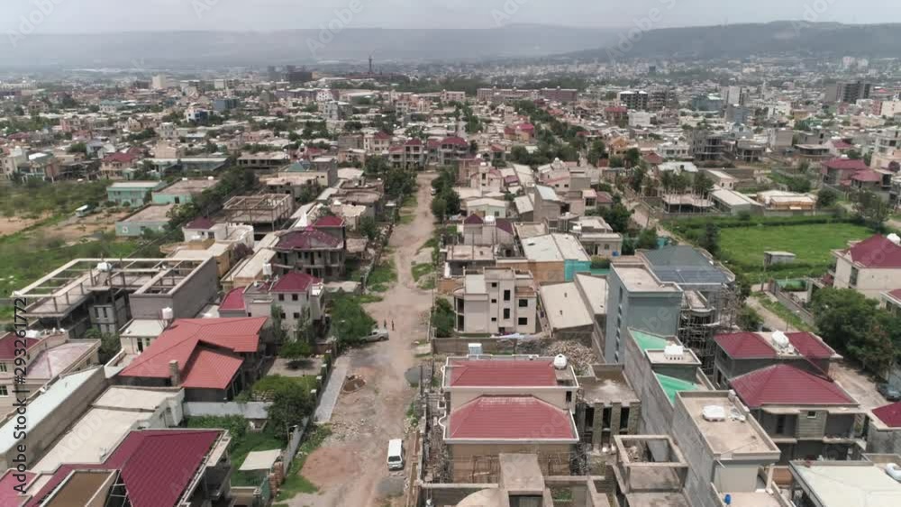 Aerial view of homes in Mekelle, Ethiopia. This video was filmed in 4k ...