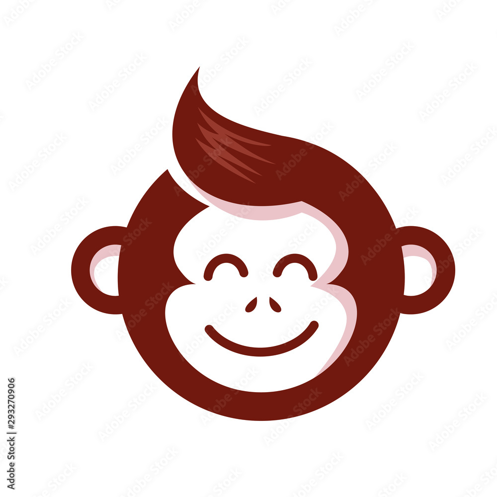 simple monkey head icon logo vector with cute design style Stock Vector ...