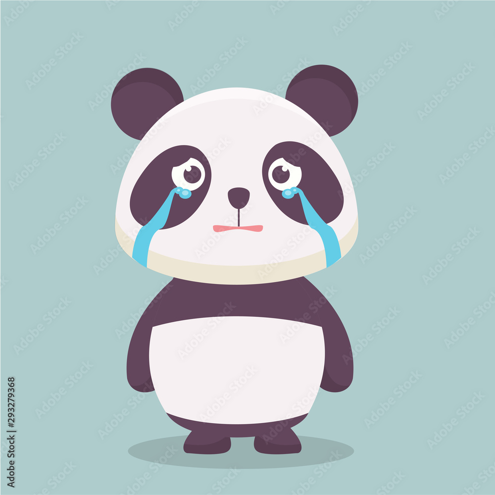 cute panda with a crying expression vector illustration Stock Vector ...