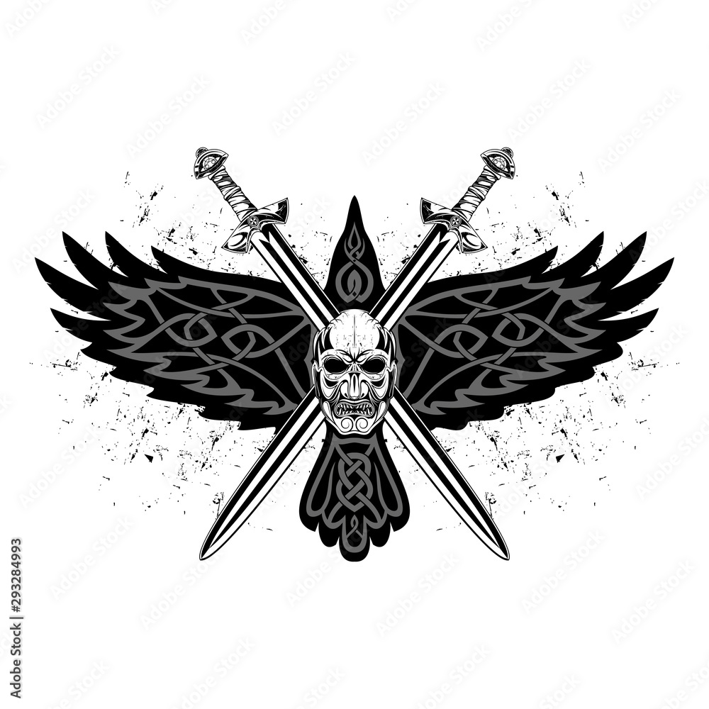 Raven_sword_skull_0002 Stock Vector | Adobe Stock