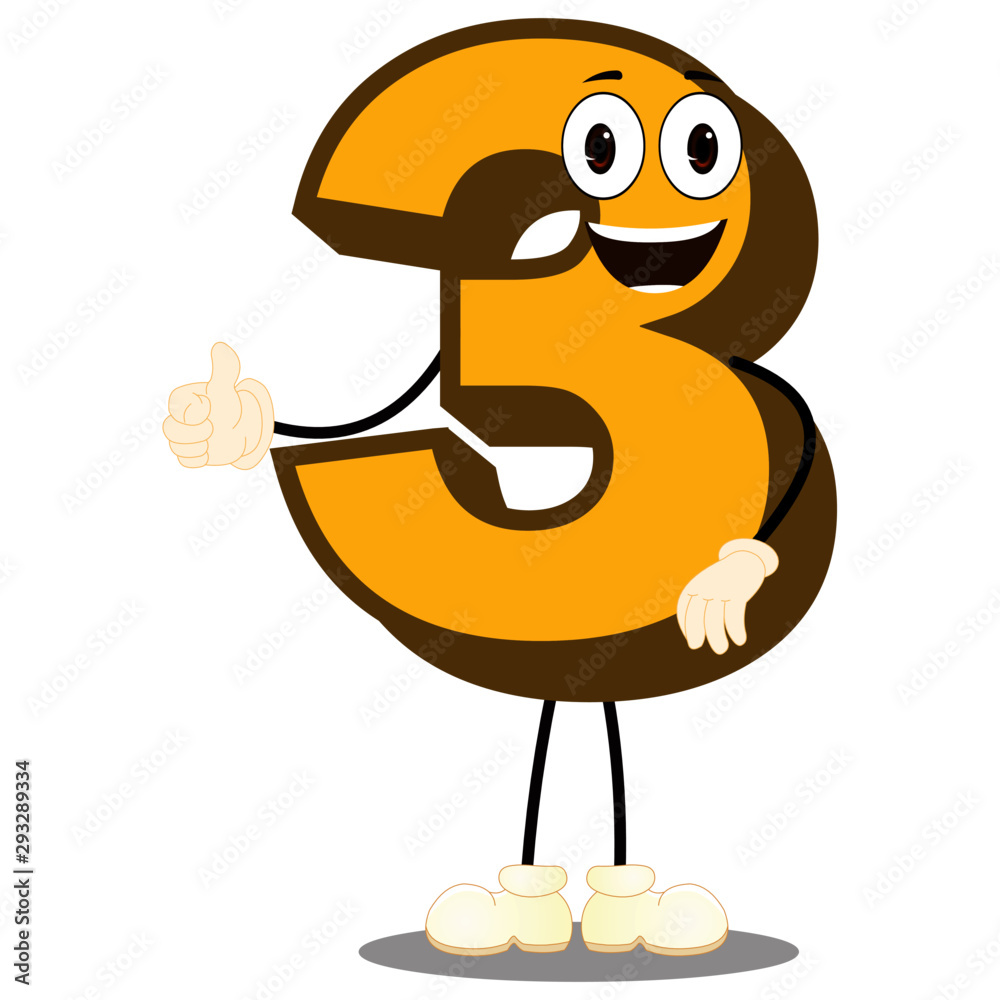 Colorful Number Three - Cartoon Vector Image Stock Vector | Adobe Stock