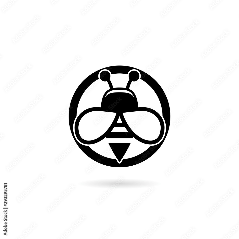 Cute Circle Bee Crown Logo Symbol Design Illustration Stock ...