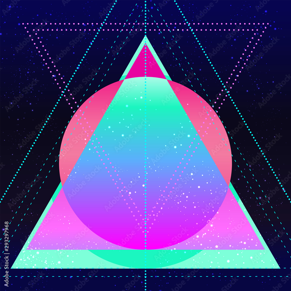 Retro futurism. Vintage 80s or 90s geometric style abstract background ...