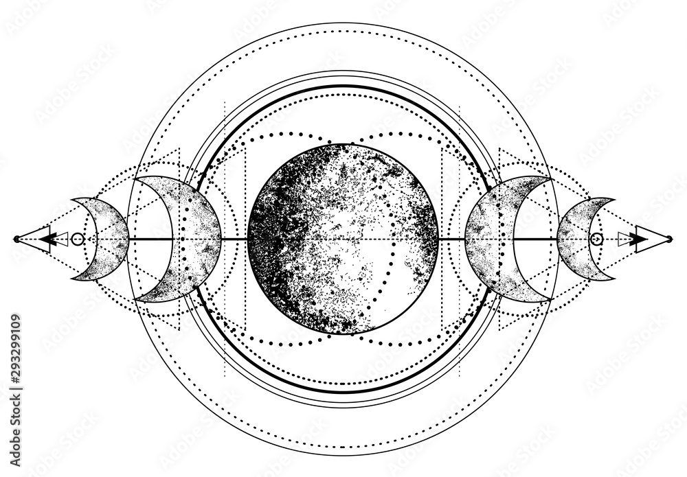 Triple moon pagan Wicca moon goddess symbol. Three-faced Goddess ...