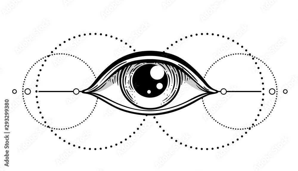 Eye of Providence. Masonic symbol. All seeing eye inside triple moon ...