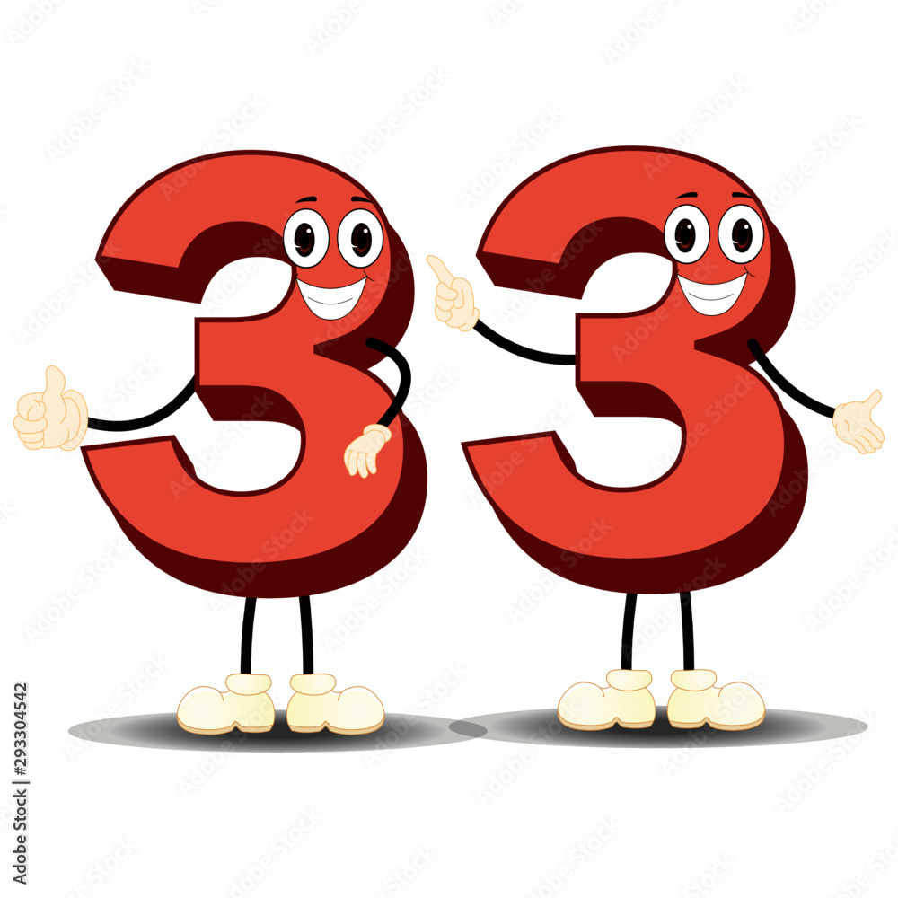 Number Thirty Three - Cartoon Vector Image Stock Vector | Adobe Stock