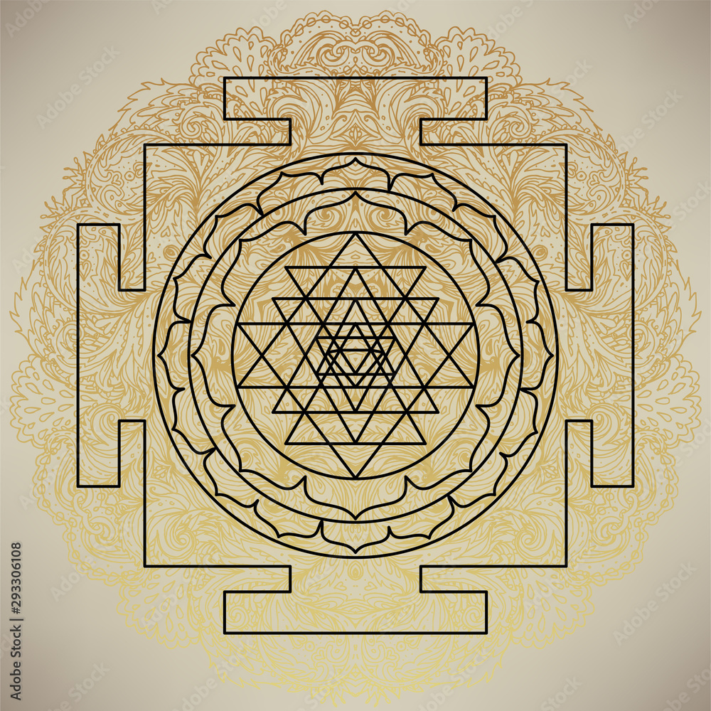 The Sri Yantra or Sri Chakra, form of mystical diagram, Shri Vidya ...