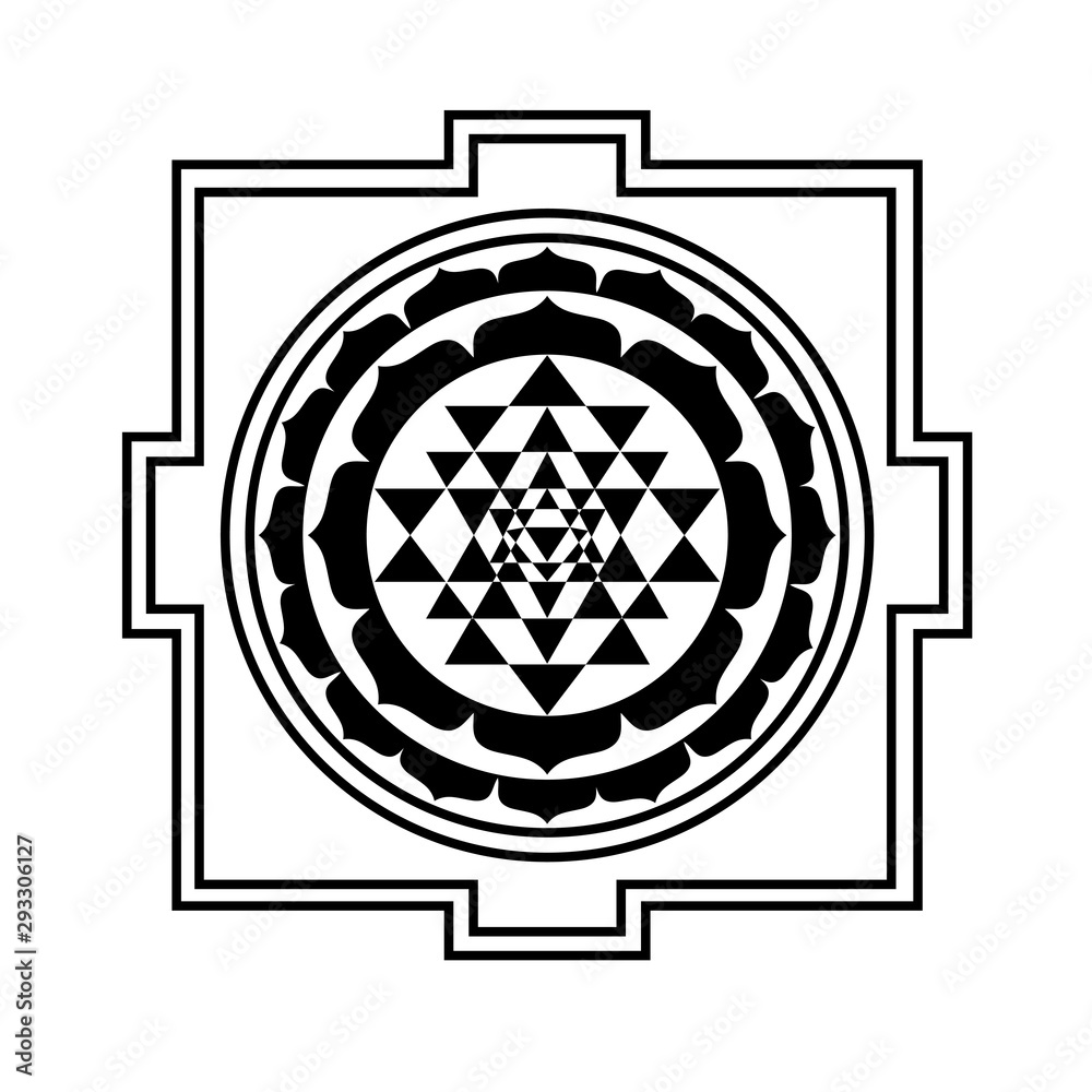 The Sri Yantra or Sri Chakra, form of mystical diagram, Shri Vidya ...