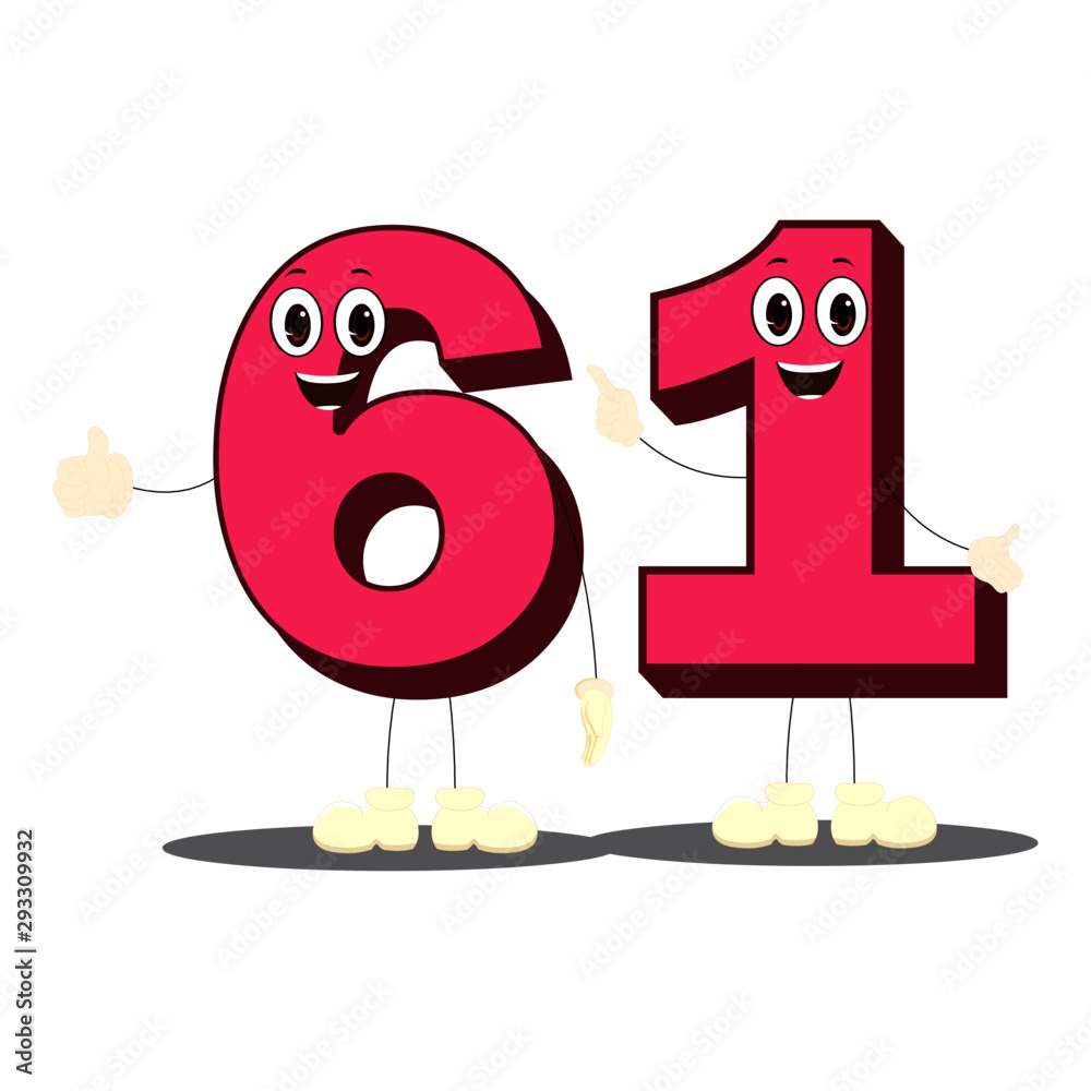 Number Sixty One - Cartoon Vector Image Stock Vector | Adobe Stock