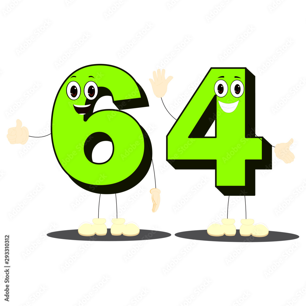 Number Sixty Four - Cartoon Vector Image Stock Vector | Adobe Stock