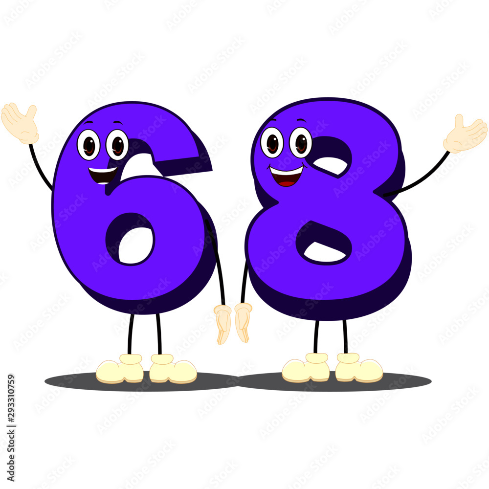 Number Sixty Eight - Cartoon Vector Image Stock Vector | Adobe Stock