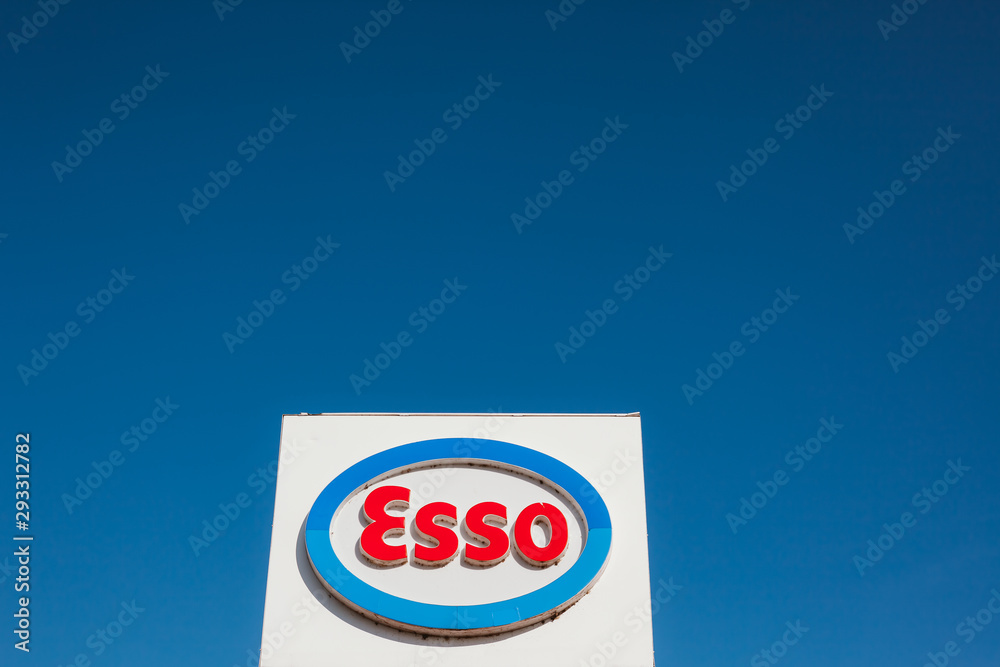Esso logo on its gas service station Stock Photo | Adobe Stock