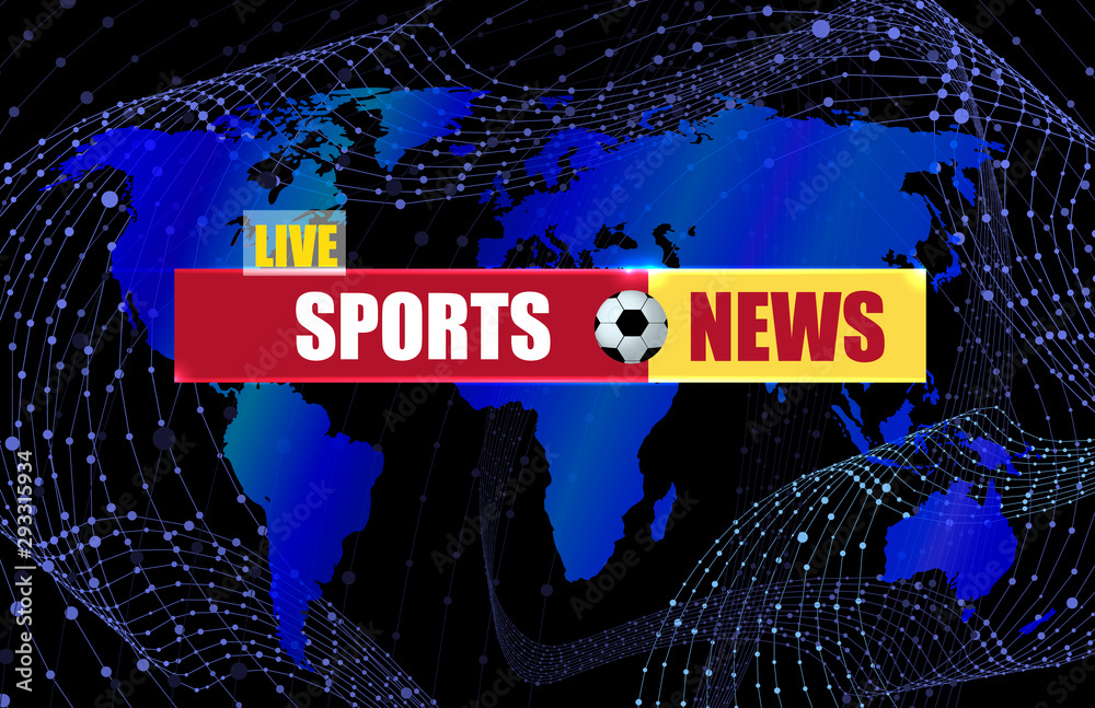 Vector Sports News Background with World Map Silhouette and Soccer Ball ...