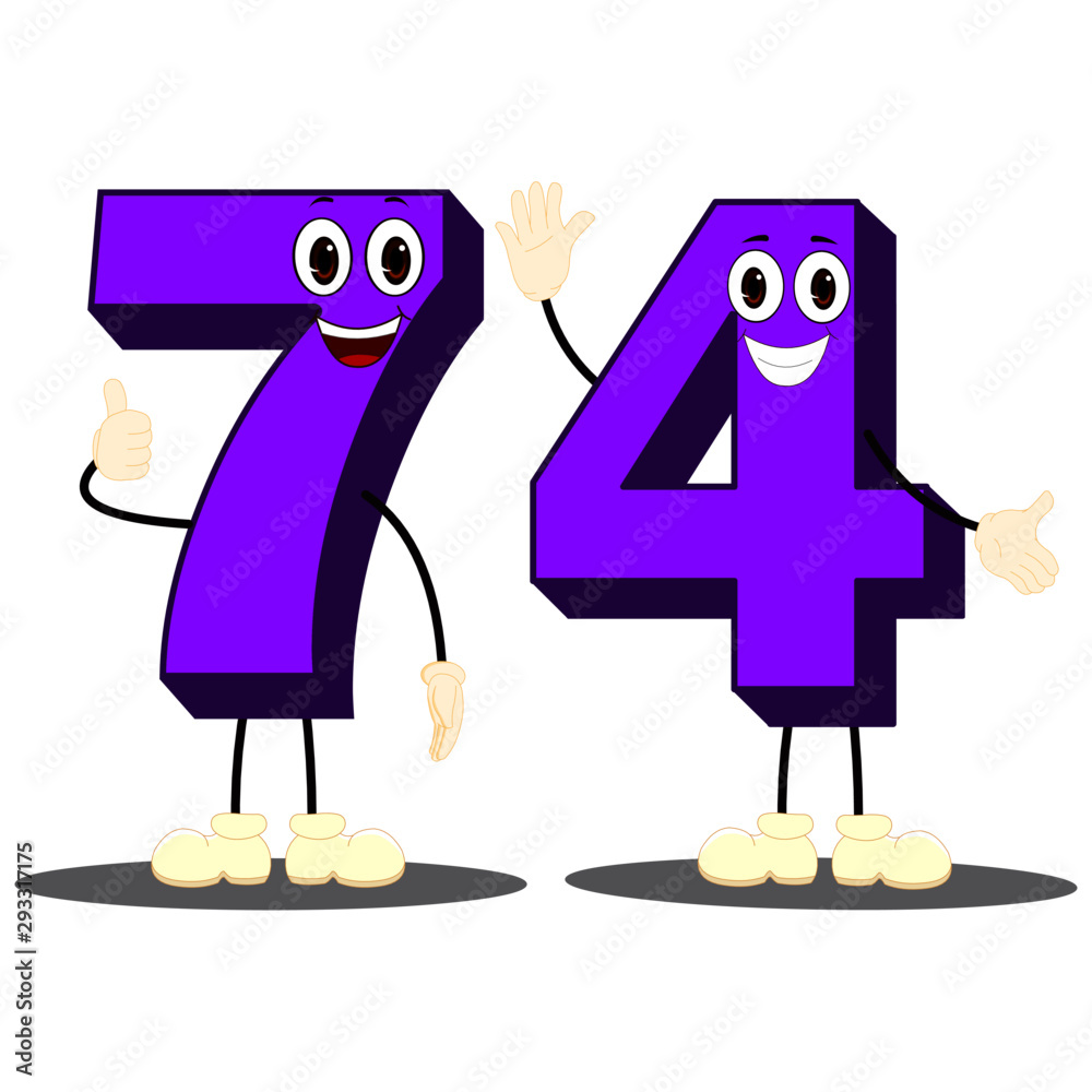 Number Seventy Four - Cartoon Vector Image vector de Stock | Adobe Stock