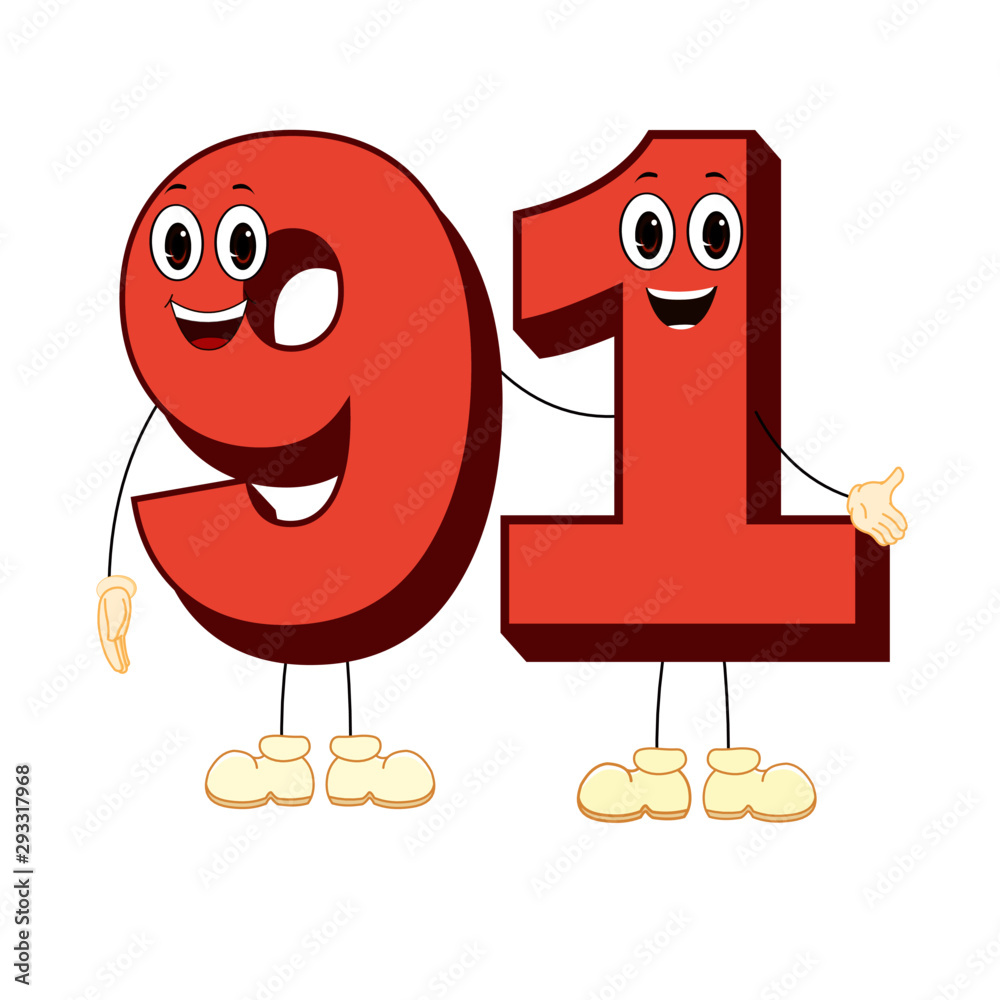 Number Ninety One - Cartoon Vector Image Stock Vector | Adobe Stock