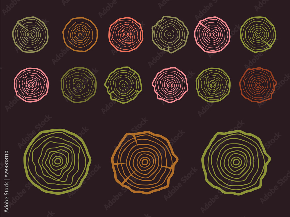 Tree rings background. Saw cut tree trunk texture. Wood texture vector ...