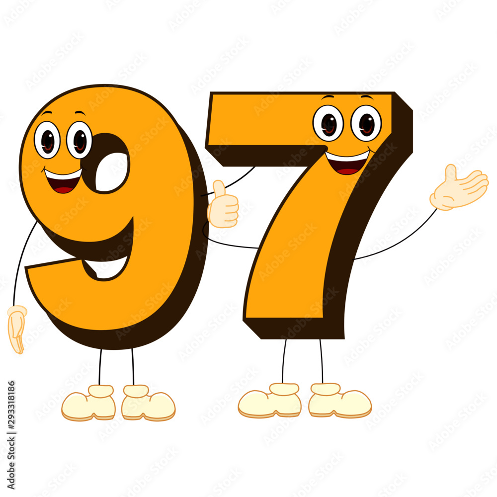 Number Ninety Seven - Cartoon Vector Image Stock Vector | Adobe Stock