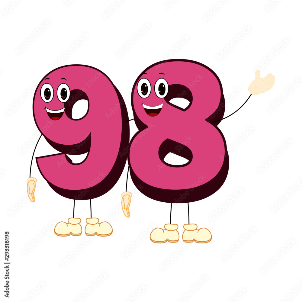 Number Ninety Eight - Cartoon Vector Image Stock Vector | Adobe Stock