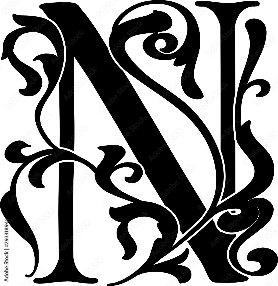 Letter N Capital Illuminated Vector Svg Letter Stock Vector | Adobe Stock