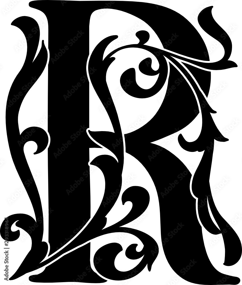 Letter R Capital Illuminated Vector Svg Letter Stock-Vektorgrafik ...